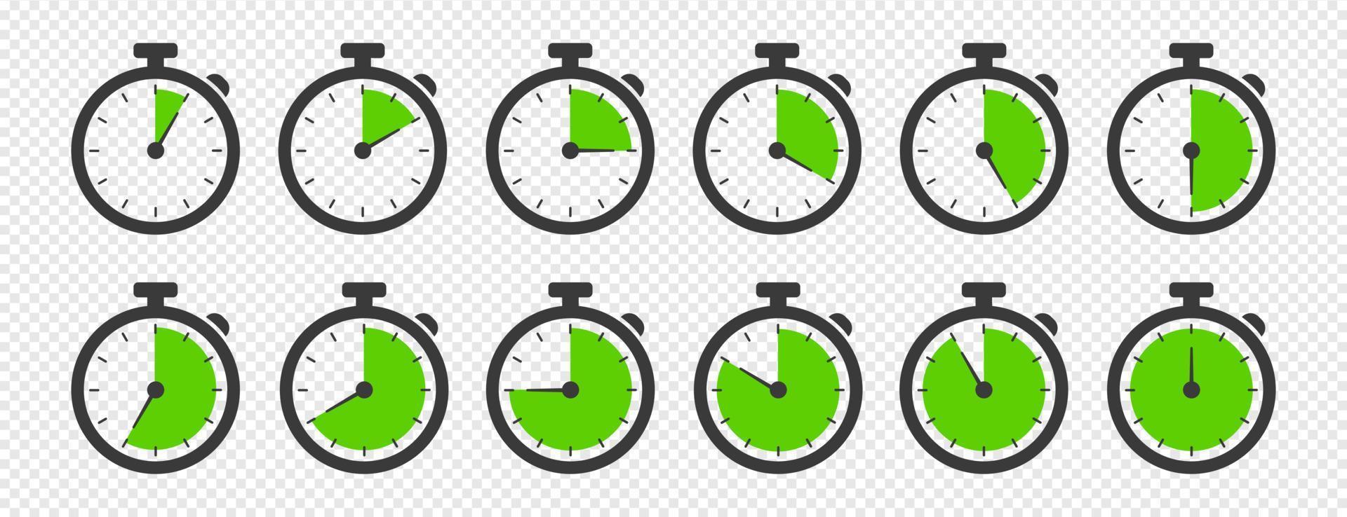 Timekeeper Timer Clock Stopwatch Isolated Icons Set With Different
