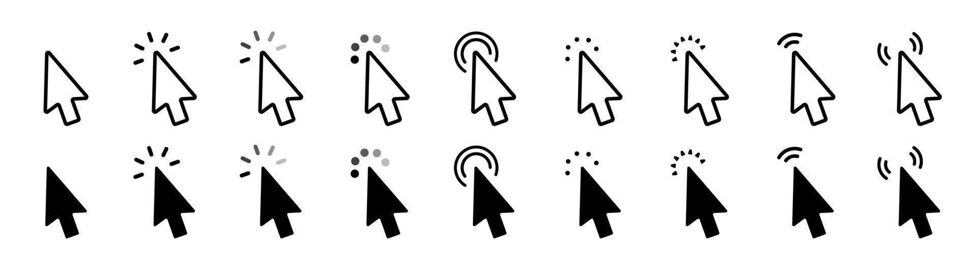 Pointer cursor computer mouse click icon set. Clicking and pointing ...