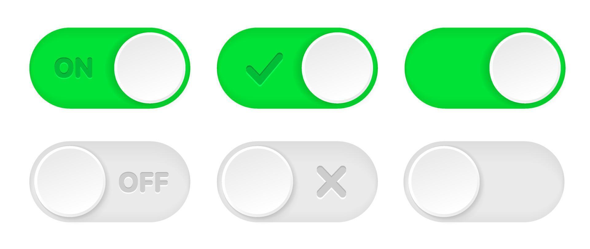On And Off Toggle Switch Icons Switch Toggle Buttons On Off Material Design Switch Buttons Set