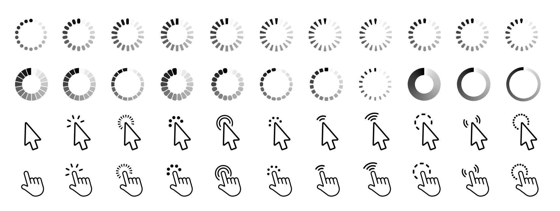 Loading Icons Waiting Symbol Sign Pointer Click Icon Clicking Cursor Pointing Hand Clicks