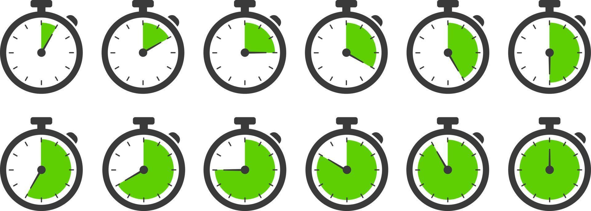 Timekeeper Timer Clock Stopwatch Isolated Icons Set With Different