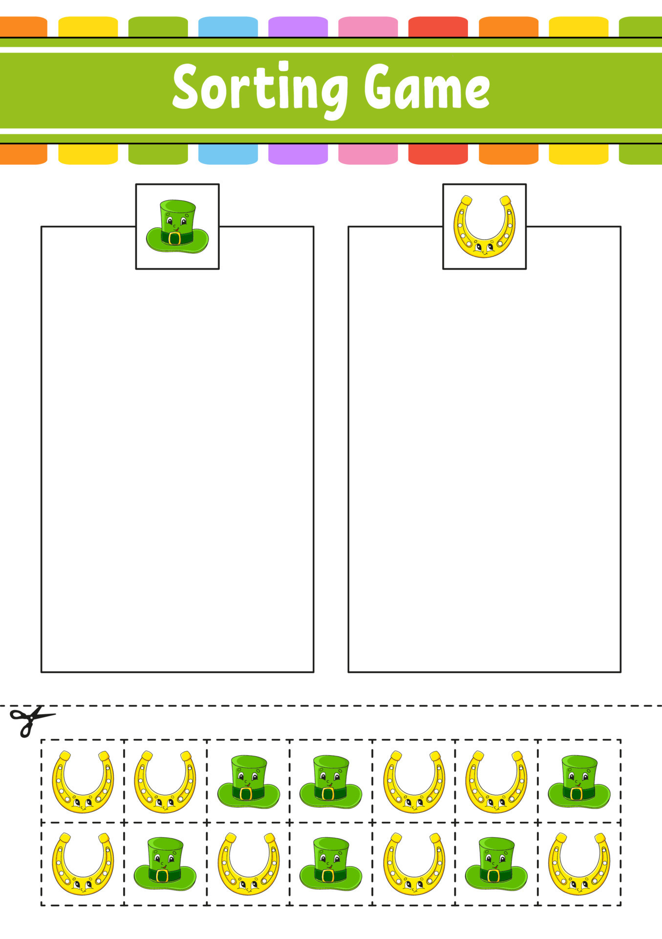 Sorting game for kids. Cut and glue. Education developing worksheet ...