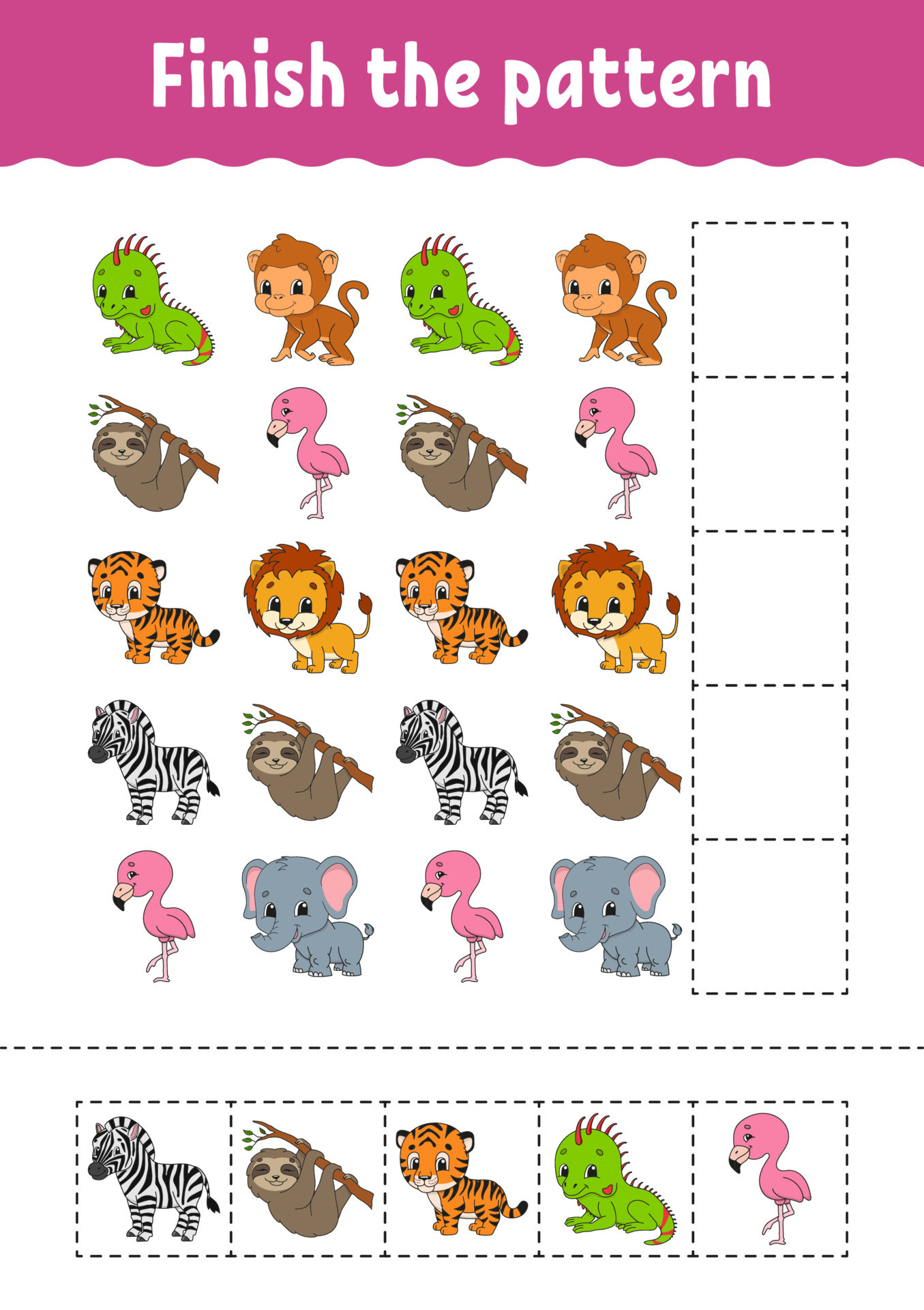 Finish the pattern. Cut and play. Education developing worksheet ...