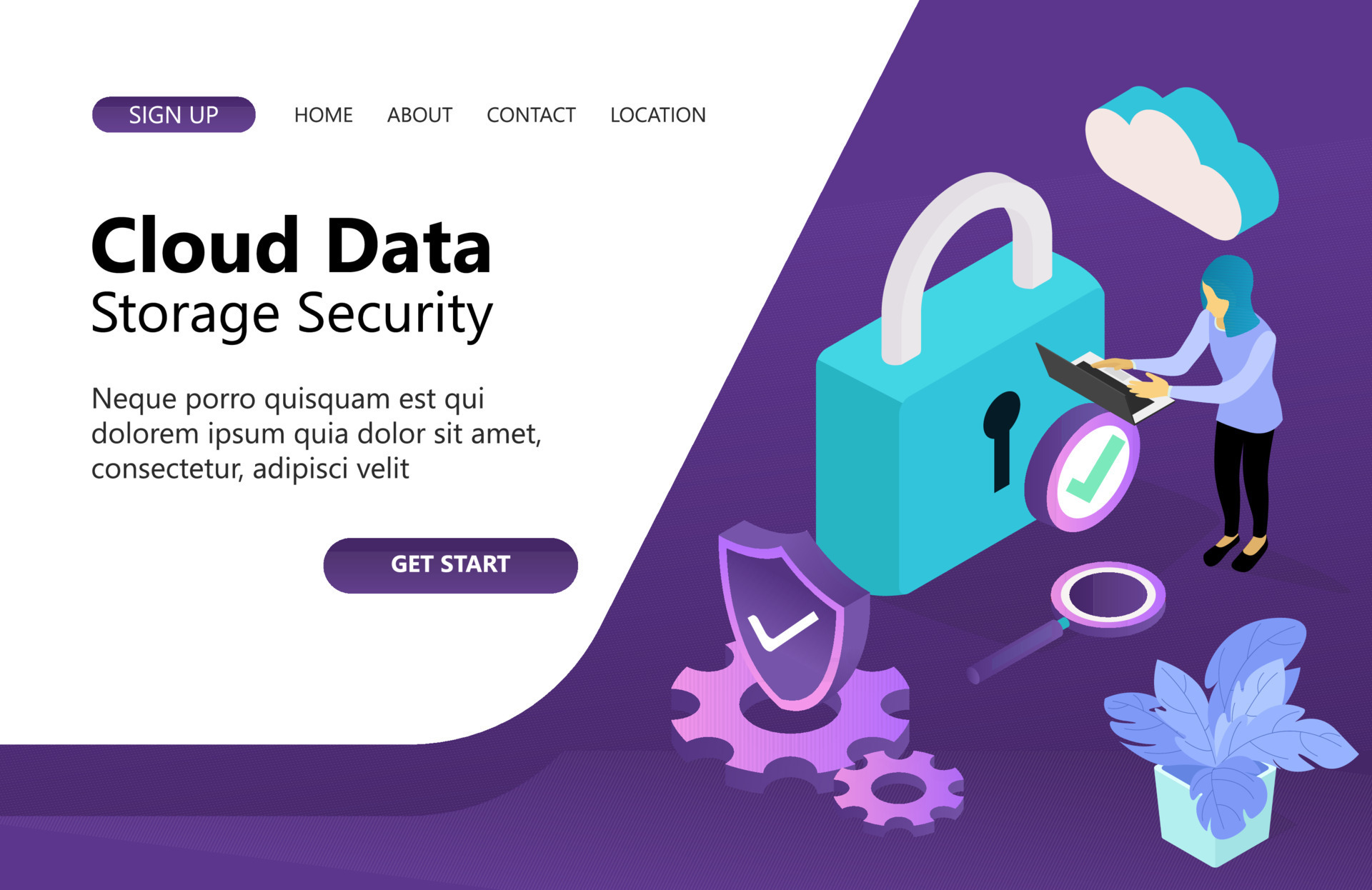 Illustration Of Cloud Server Security Programmer Suitable For Landing Page Flyers Infographics