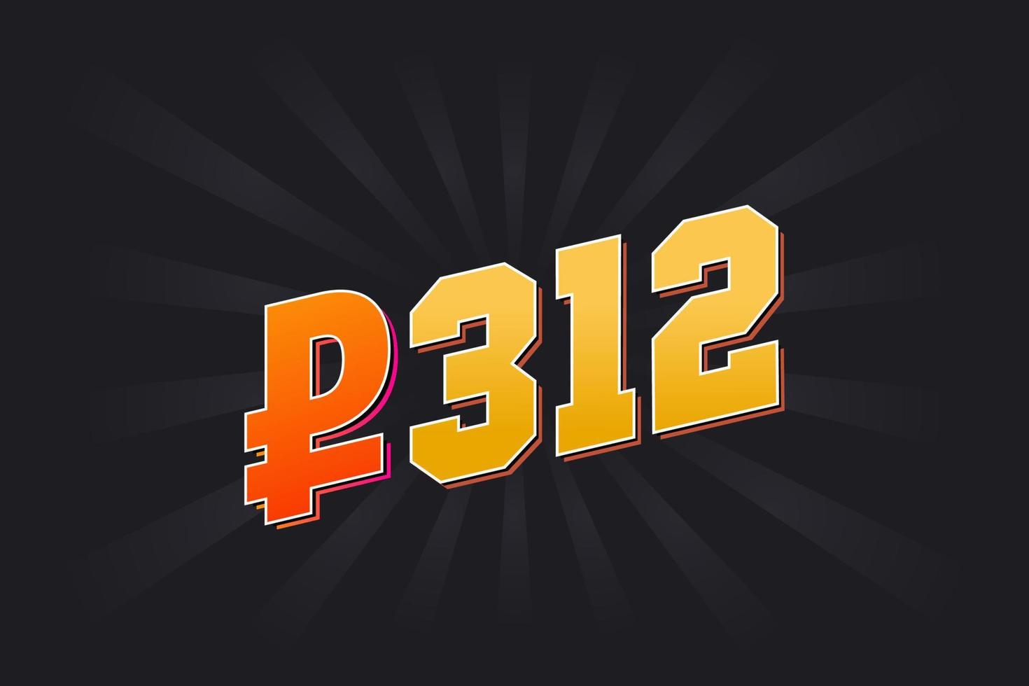 312 Russian Ruble vector currency image. 312 Ruble symbol bold text ...