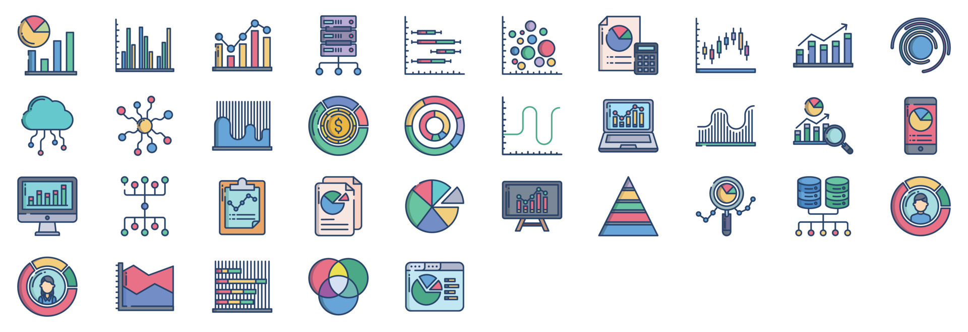 Collection of icons related to Graph and Data Analytics, including ...