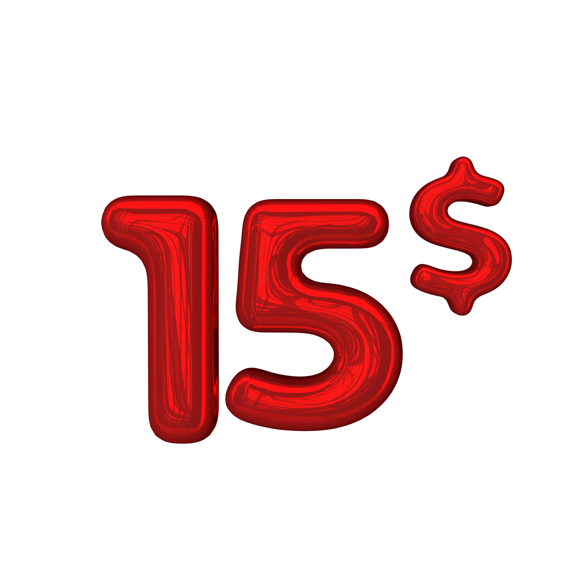 Pricing 3D number Mental Red 15 dollar 13741873 PNG