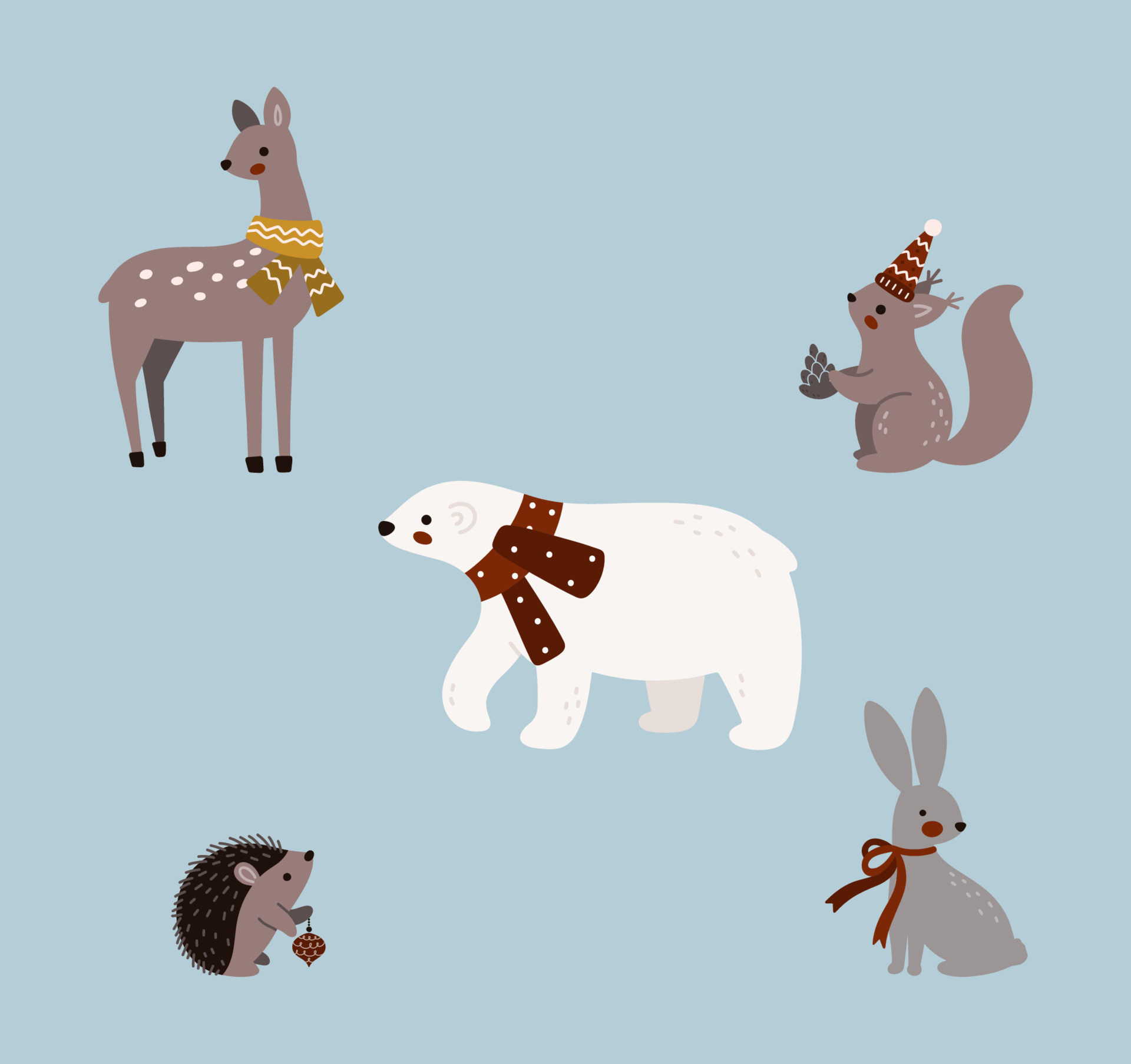 Winter woodland animals 13741906 Vector Art at Vecteezy