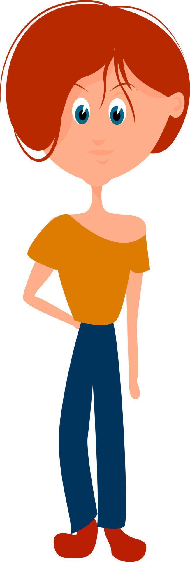 Girl With Red Hair Illustration Vector On White Background 13742878