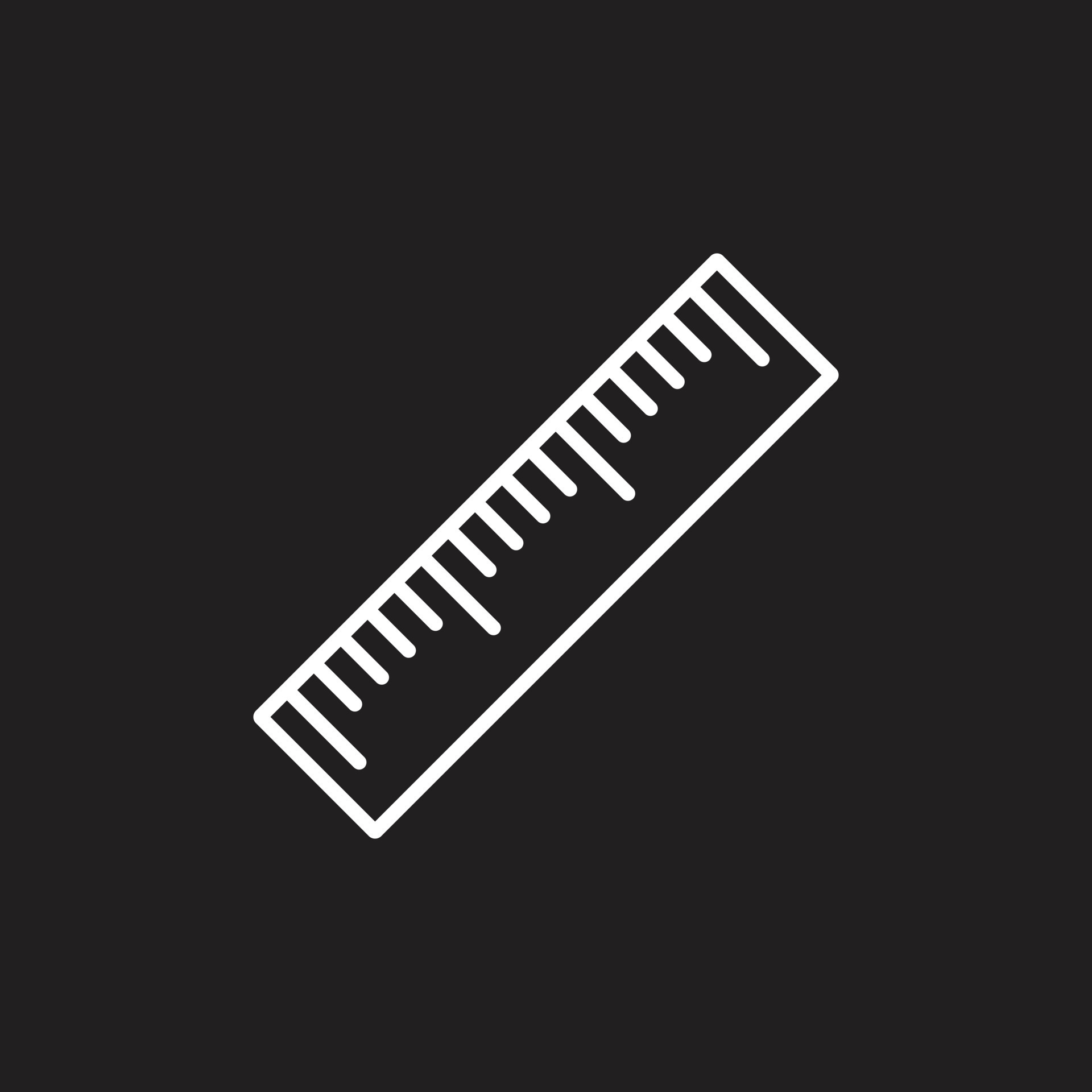 Eps10 White Vector Measurement Ruler Line Art Icon Isolated On Black Background Length Or Scale