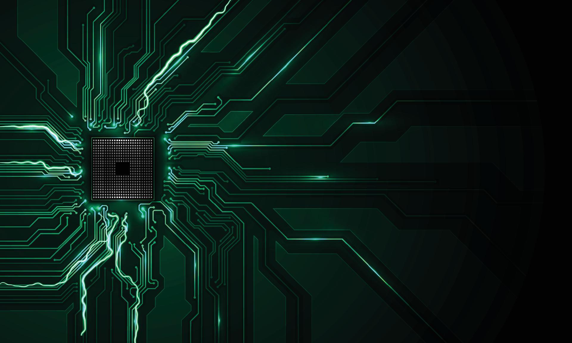 Abstract Technology Chip Processor Background Circuit Board And Html Code3d Illustration Blue