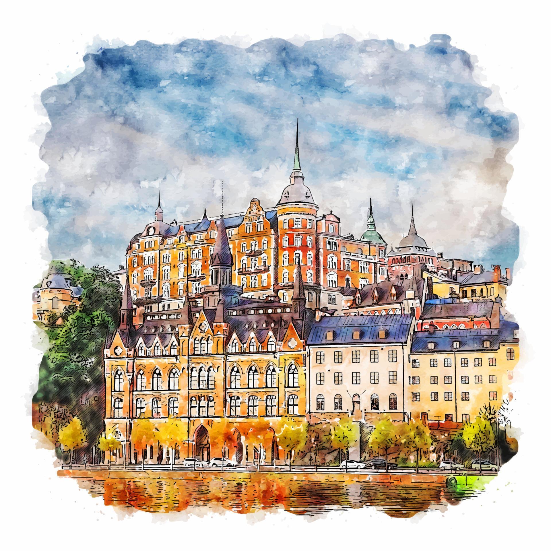 Stockholm Sweden Watercolor sketch hand drawn illustration 13745057 ... Stockholm Sweden Watercolor sketch hand drawn illustration 13745057 ...
