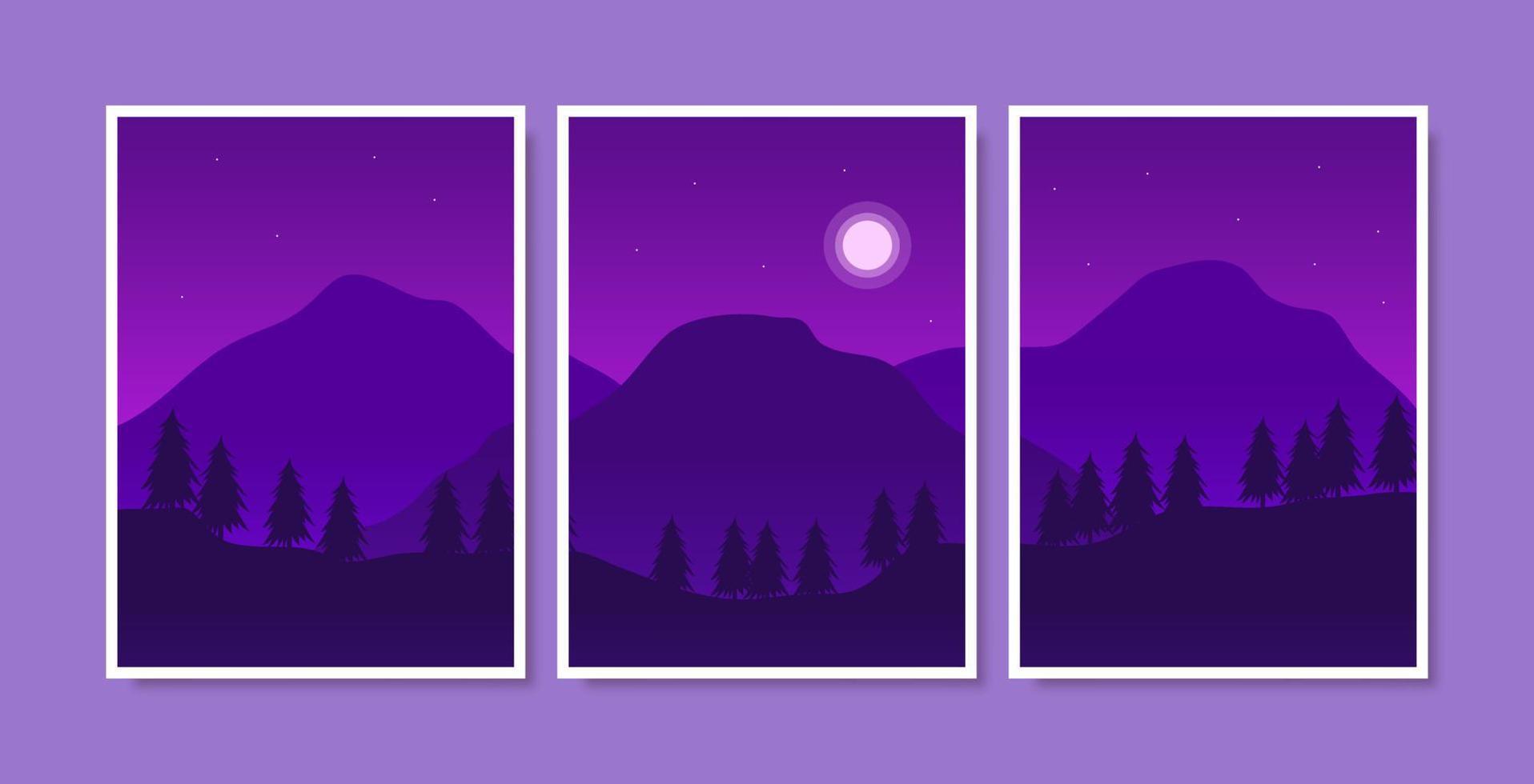Hand Drawn Abstract Landscape Covers Collection Vector Illustration