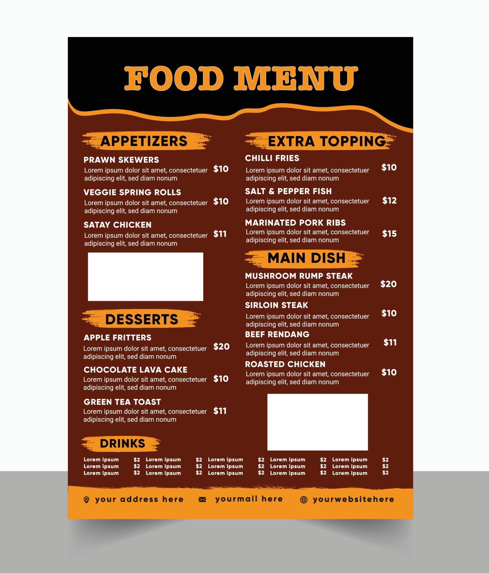 Restaurant Menu Card template 13752444 Vector Art at Vecteezy