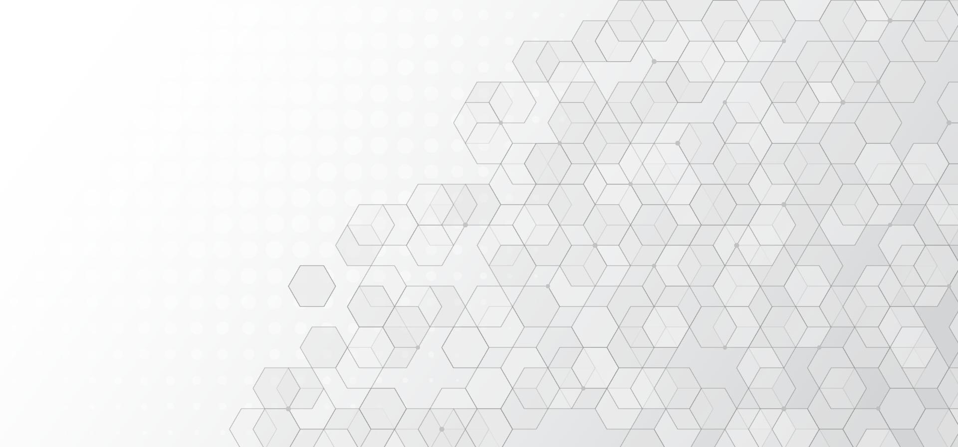 Abstract white and gray hexagonal pattern design of technology artwork. Simple design with ...