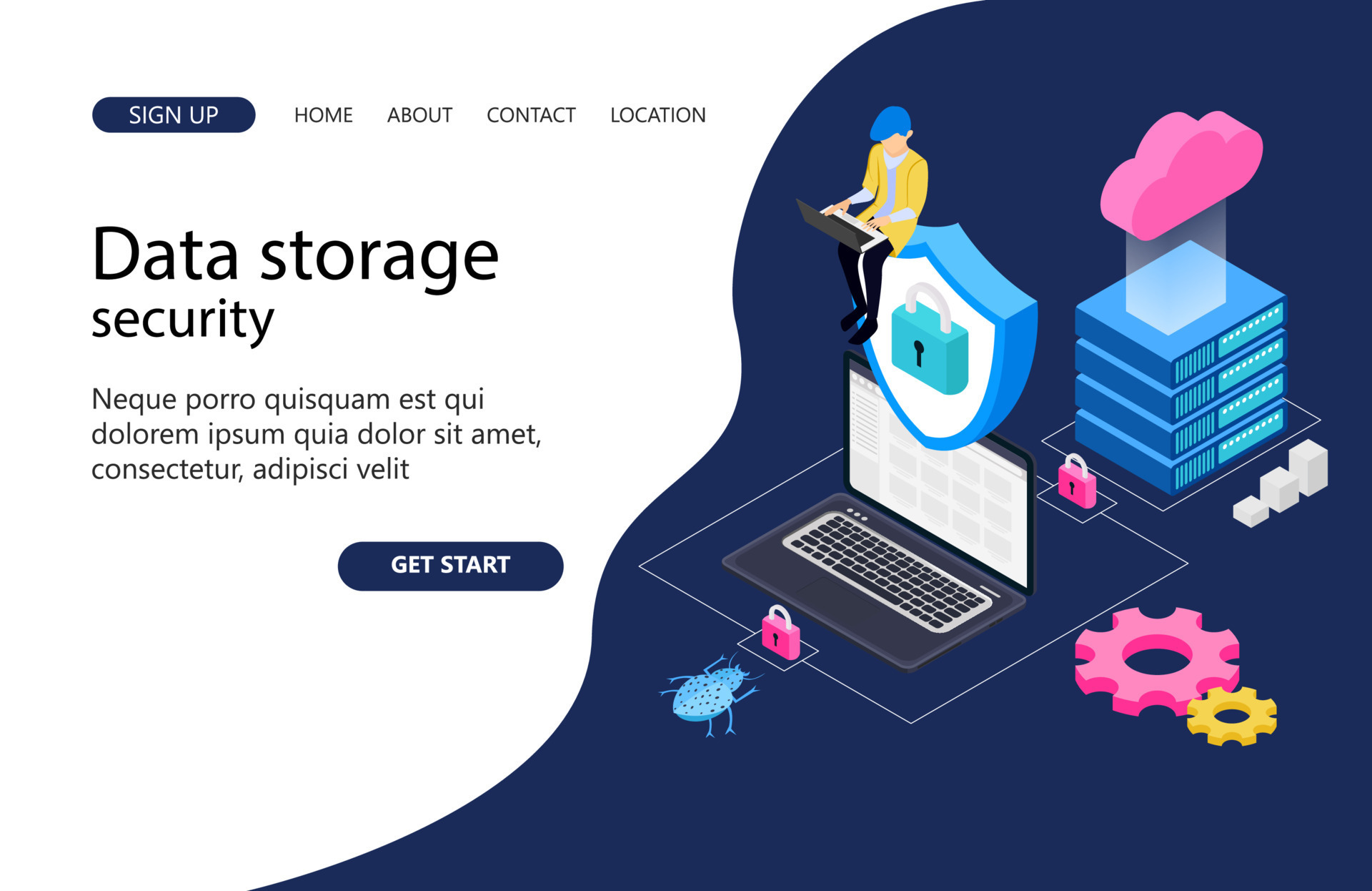 Illustration of cloud data storage server programmer Suitable for ...