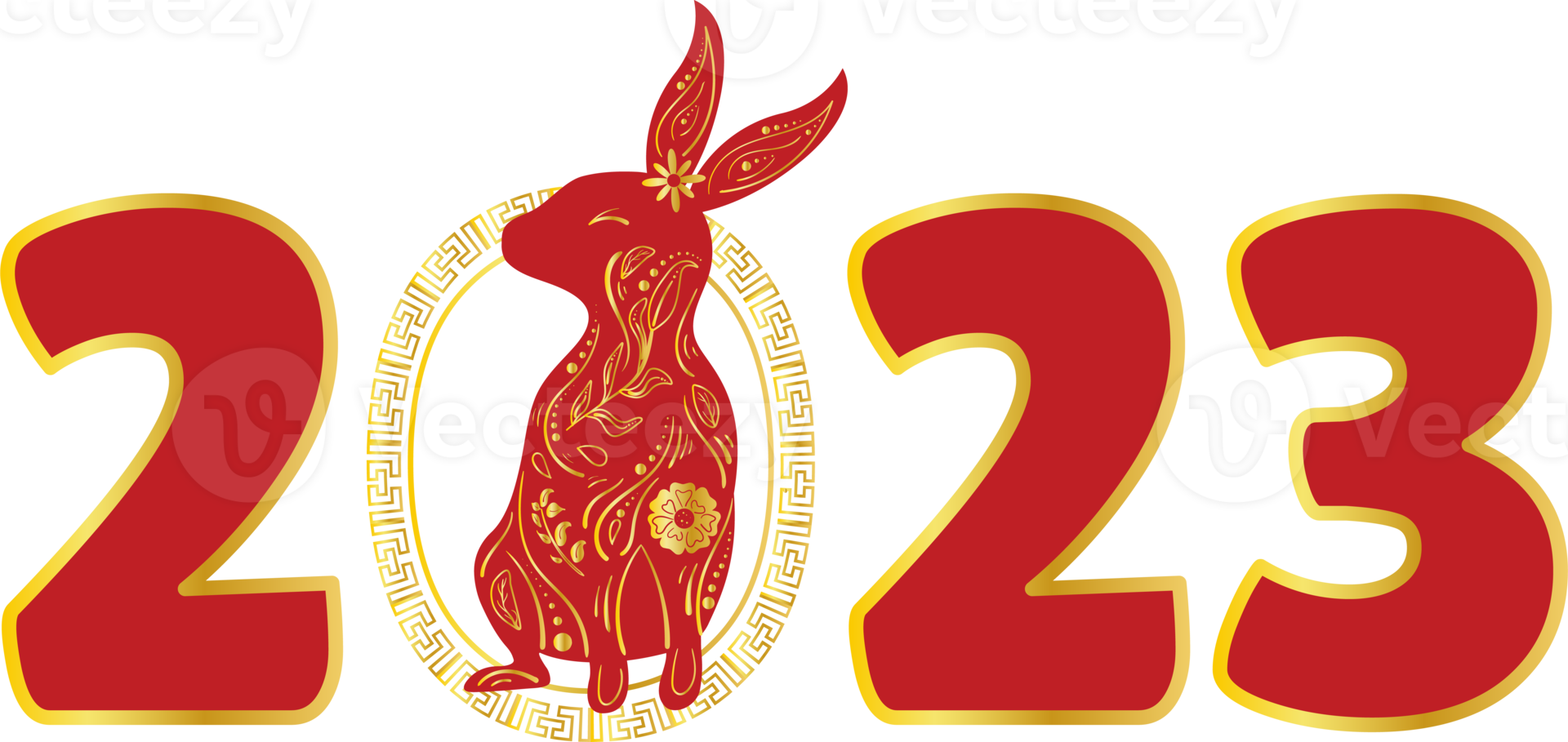 Chinese 2023 New Year Numeric. Zodiac Red Rabbit with Gold Gradient ... Chinese 2023 New Year Numeric. Zodiac Red Rabbit with Gold Gradient ...