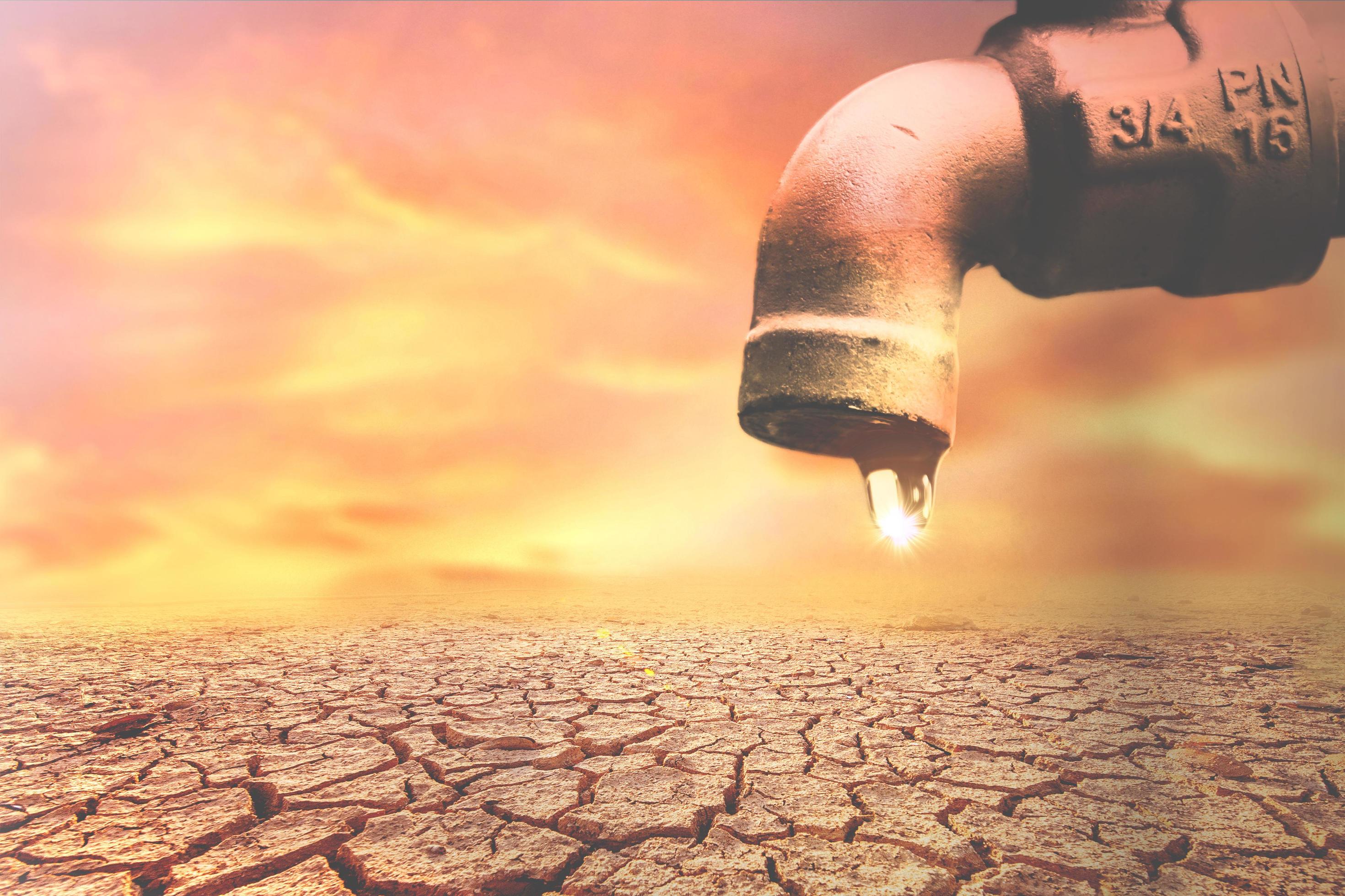 A faucet where the water does not flow. The concept of water scarcity and the water crisis ...