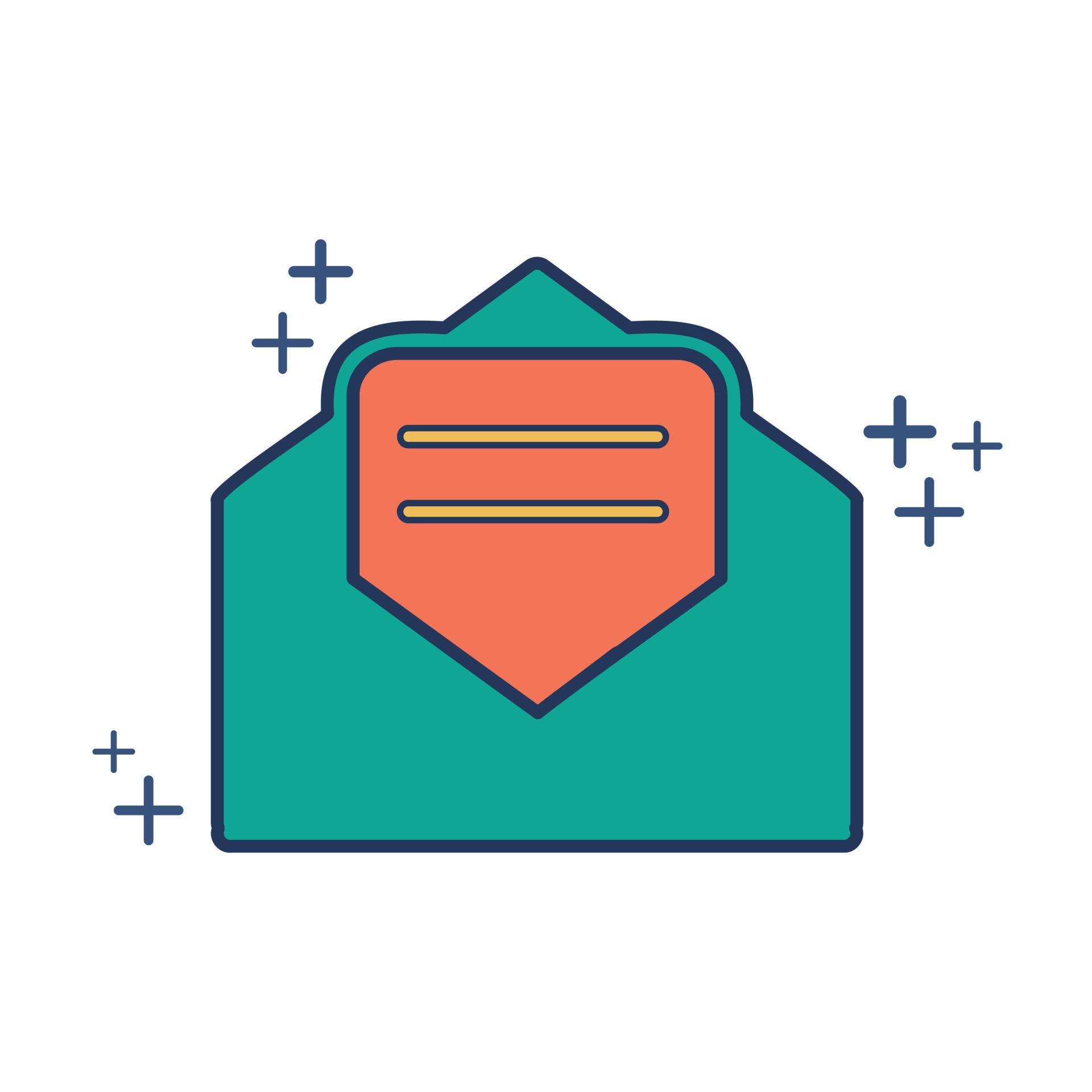 Email icon vector illustration glyph style design with color and plus ...