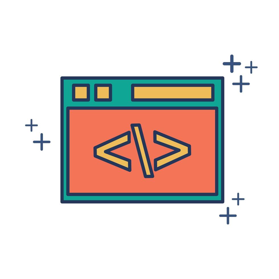 Programming Icon Vector Illustration Glyph Style Design With Color And