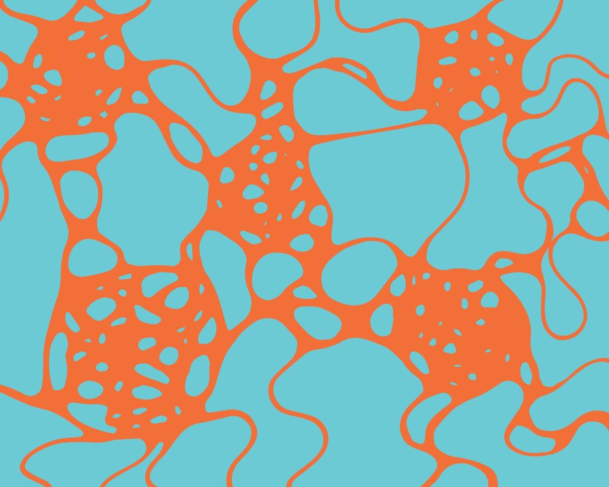 Bizarre plexus of orange lines on a blue background, flat vector ... Bizarre plexus of orange lines on a blue background, flat vector ...