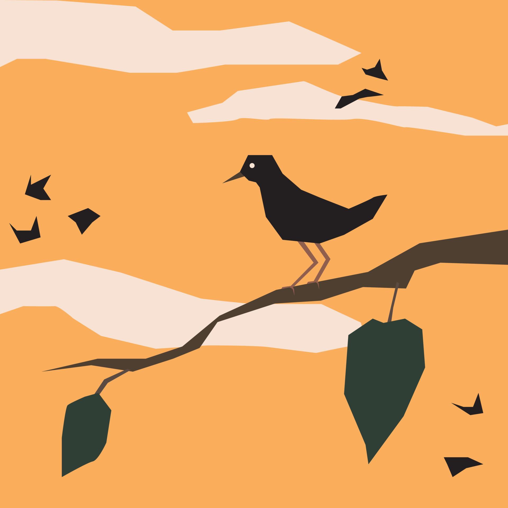 Bird on tree, illustration, vector on white background. 13765072 Vector ...