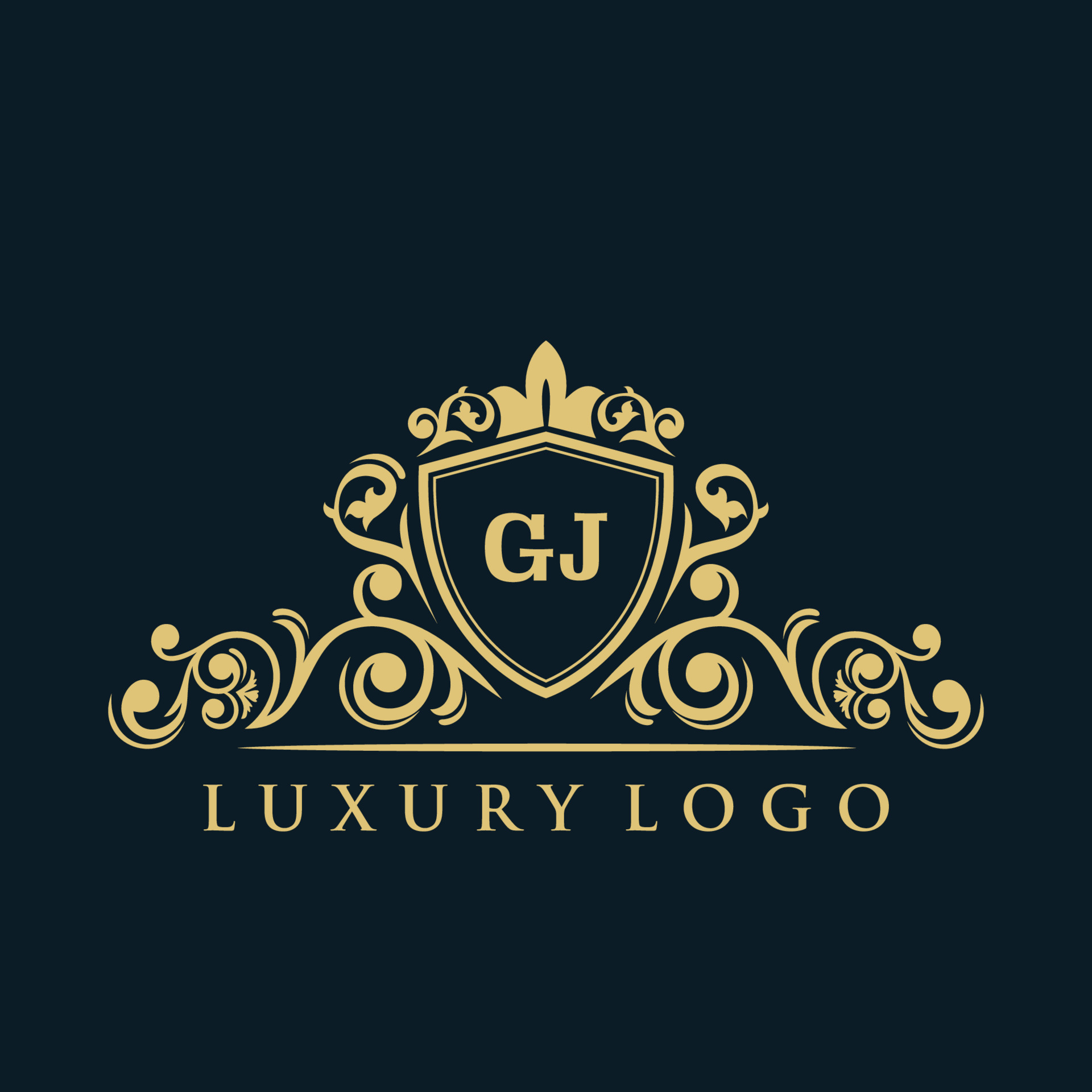 Letter GJ logo with Luxury Gold Shield. Elegance logo vector template. 13766762 Vector Art at ...
