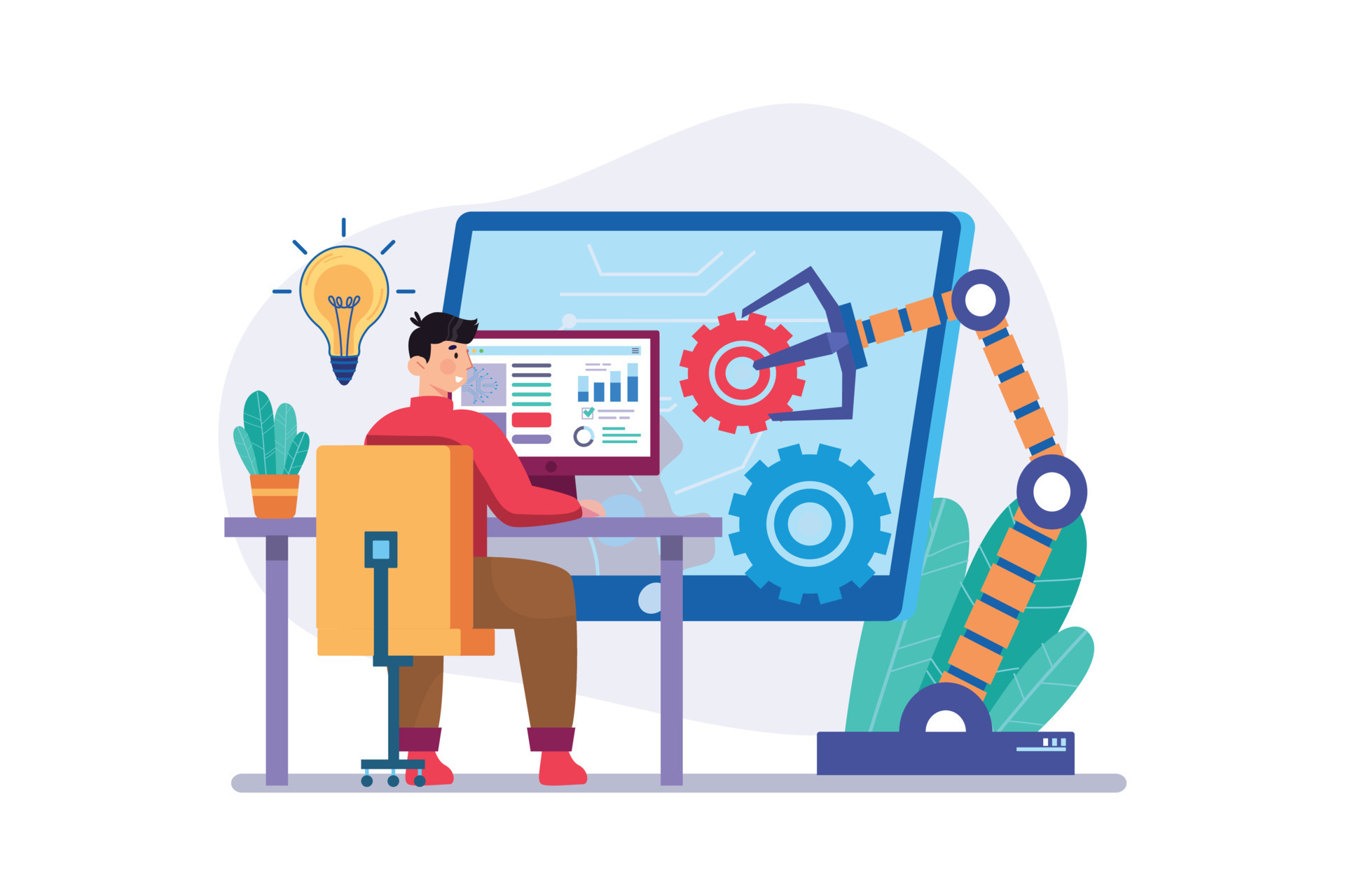 Industry Automation Illustration Concept A Flat Illustration Isolated