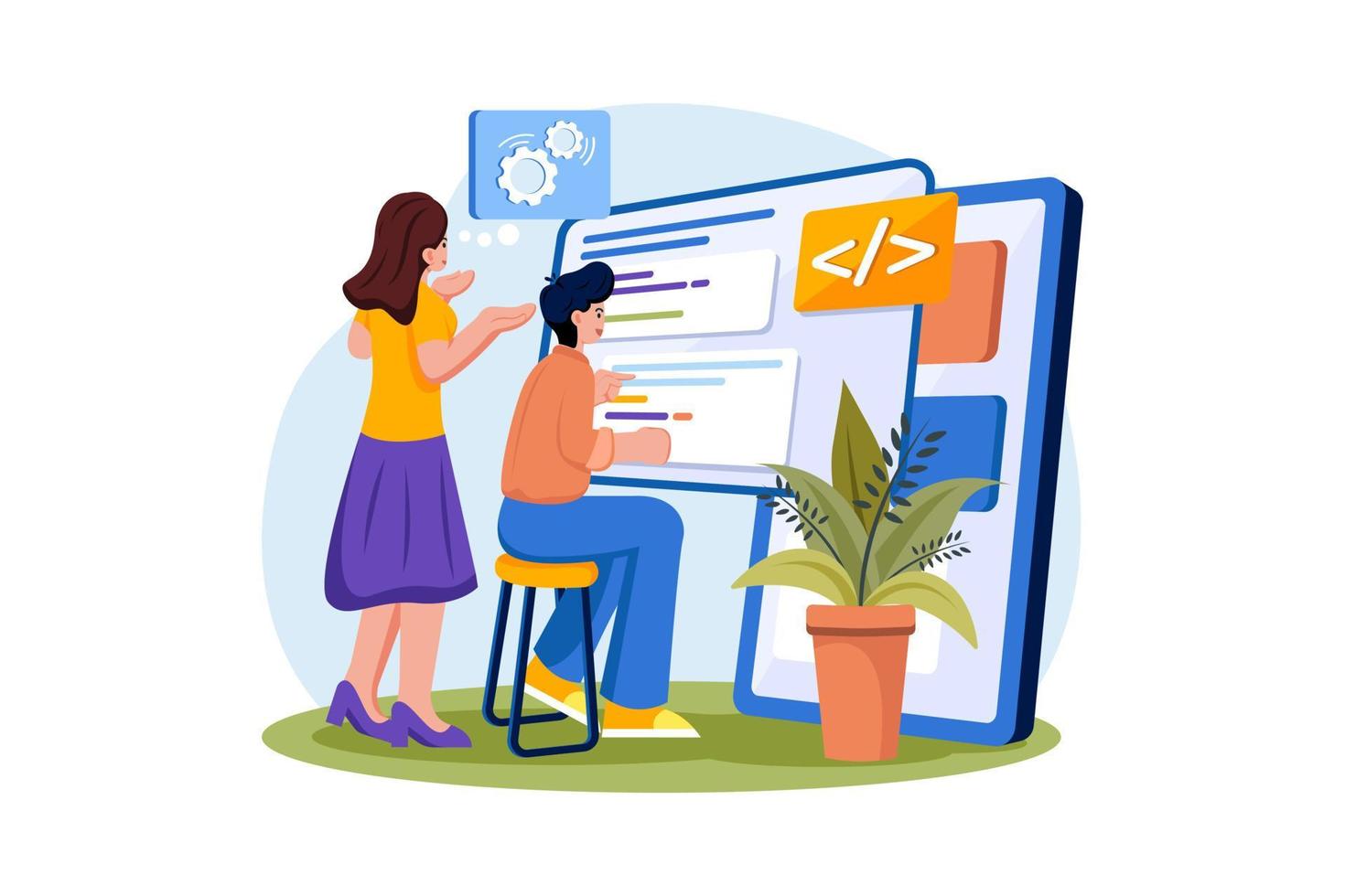 Team Writes Code Programming For App Or Website 13768393 Vector Art At Vecteezy