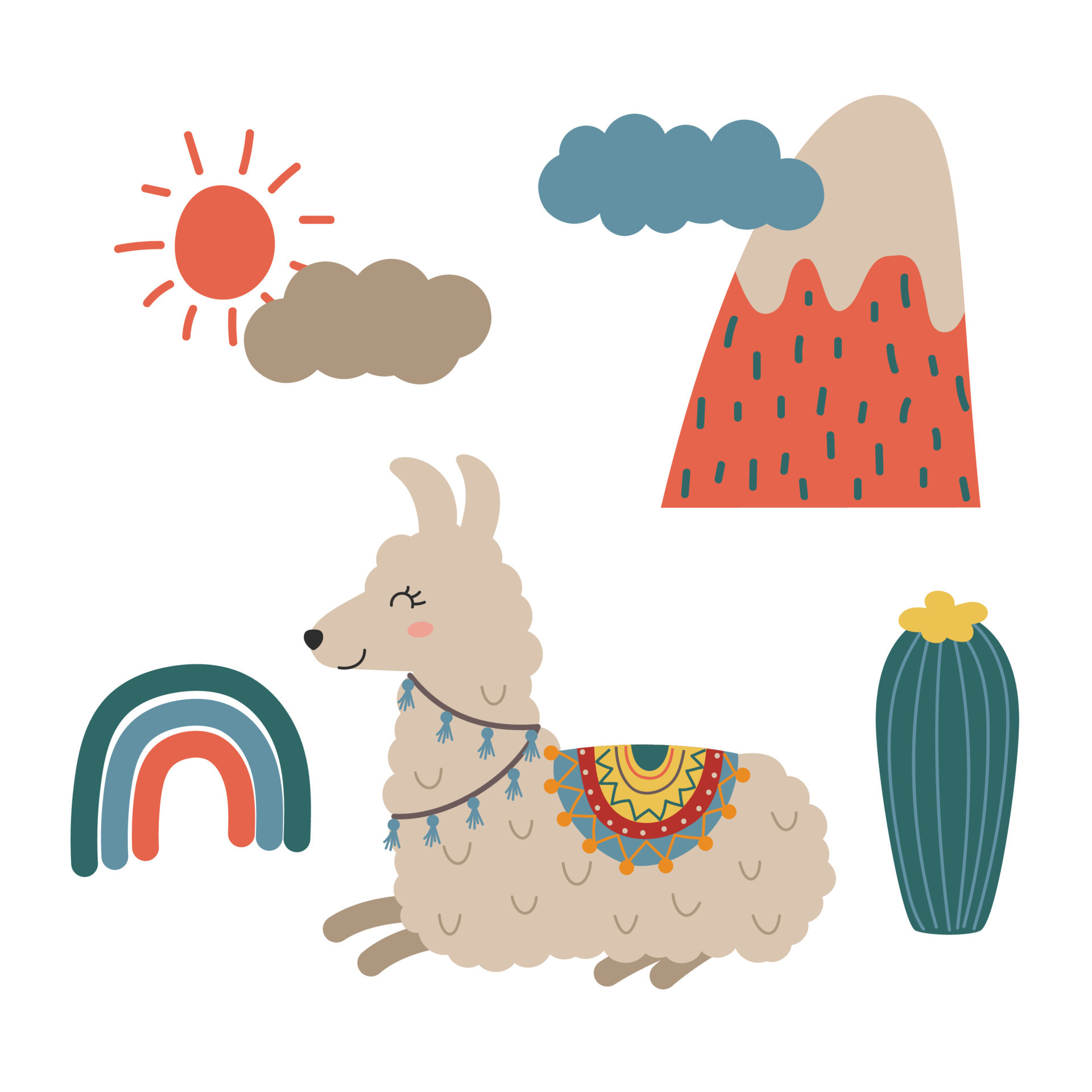 cute llama and doodle clip art 13776172 Vector Art at Vecteezy