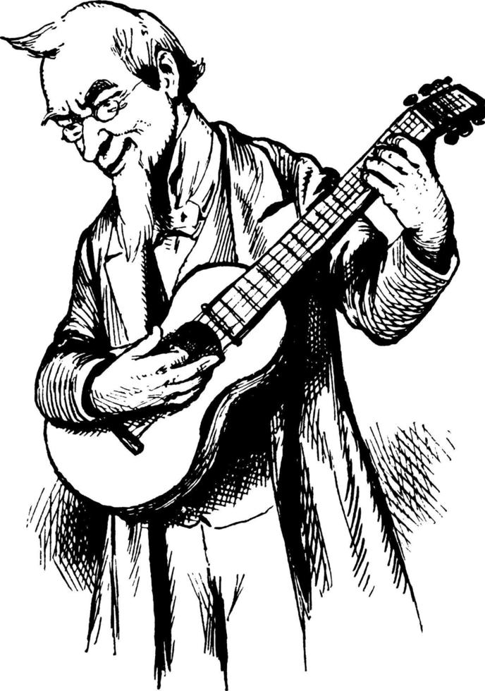 Man Playing Guitar Vintage Illustration 13776393 Vector Art At Vecteezy