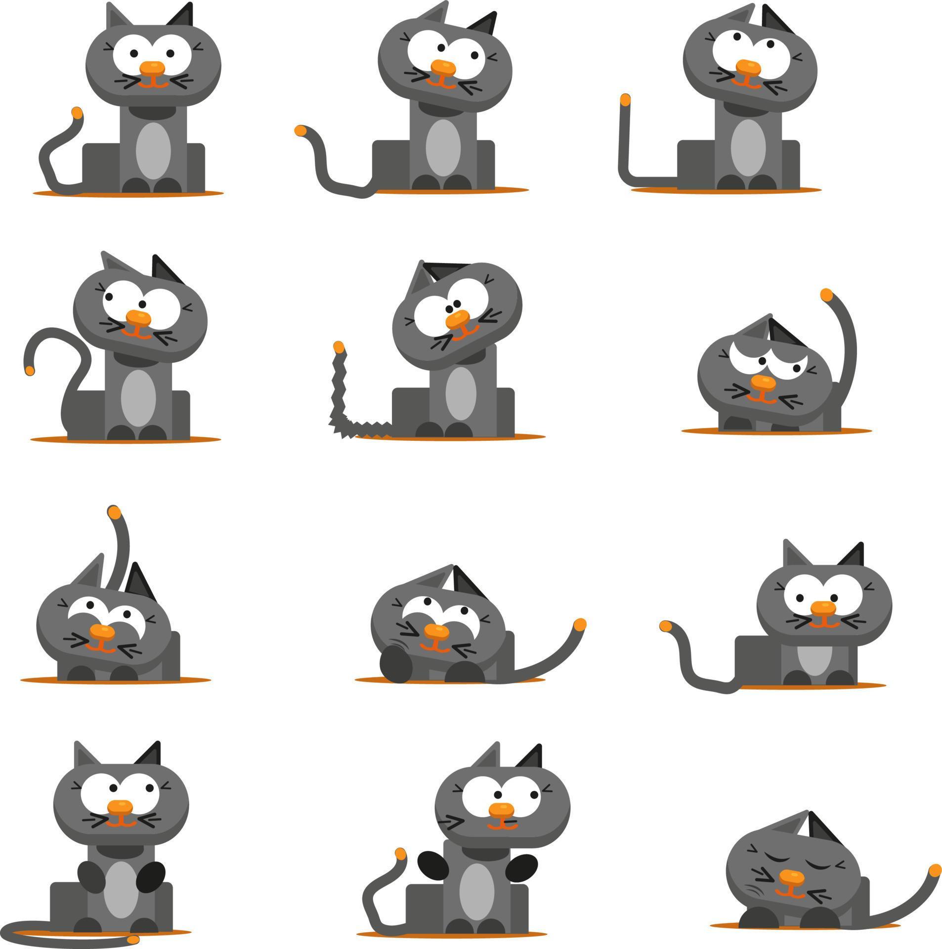 Grey Cat, illustration, vector on a white background. 13777256 Vector ...