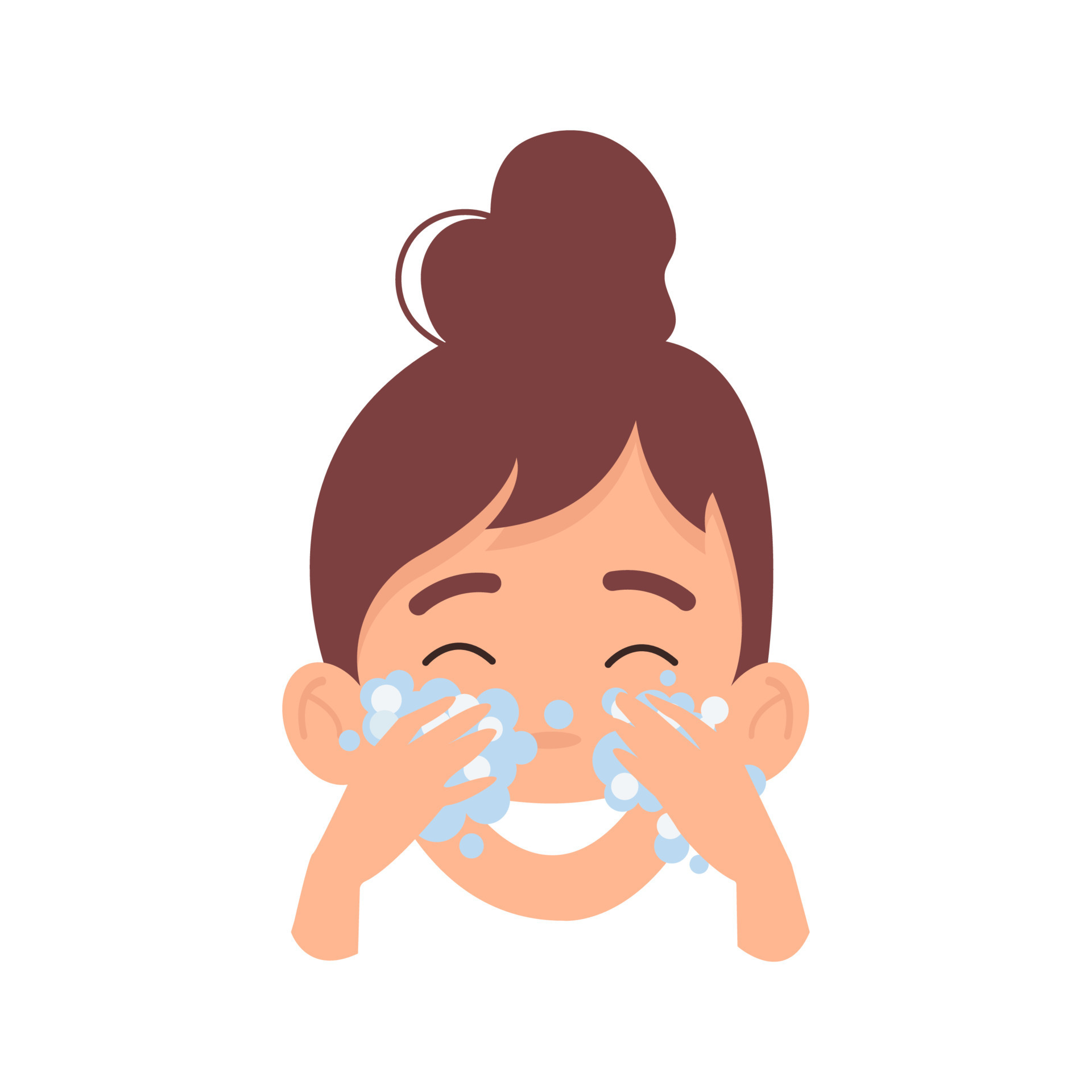 Cute Young Woman Washing Her Face Skin Care Concept 13778453 Vector