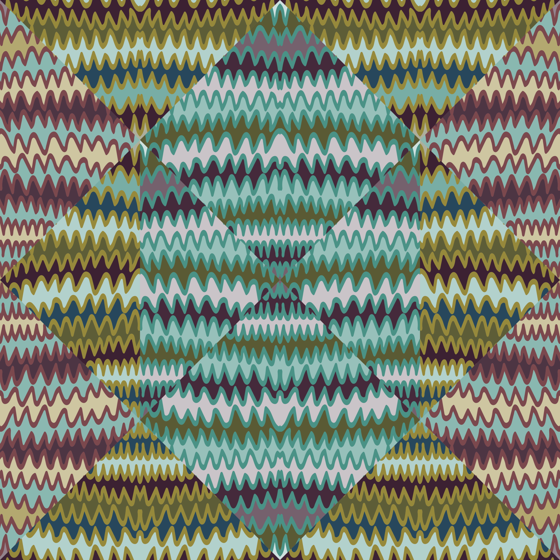 Abstract Zig Zag Wave Seamless Pattern Hand Drawn Lines Mosaic