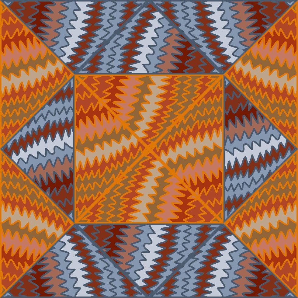 Abstract Wave Seamless Pattern In Doodle Style Hand Drawn Zig Zag