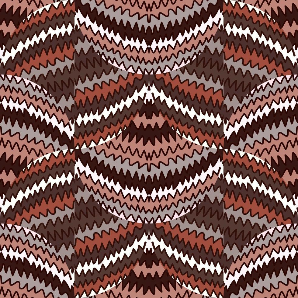 Hand Drawn Zig Zag Lines Mosaic Ornament Abstract Wave Seamless Pattern In Doodle Style