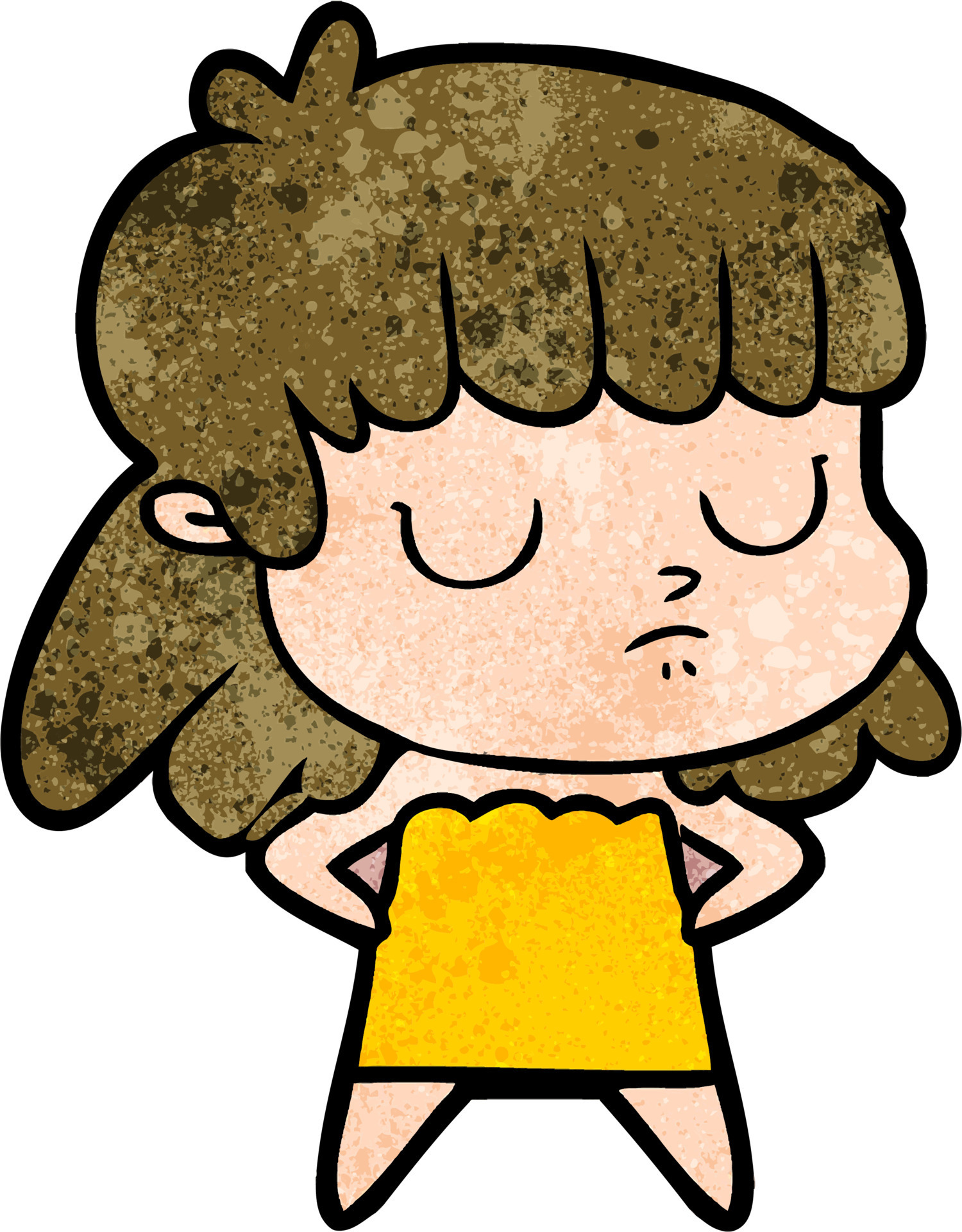Retro grunge texture cartoon indifferent girl 13780413 Vector Art at ...