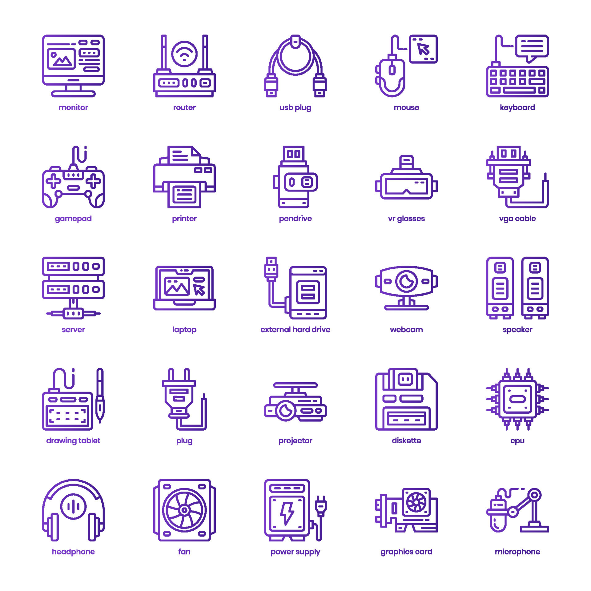 Computer Hardware Icon Pack For Your Website Design Logo App And