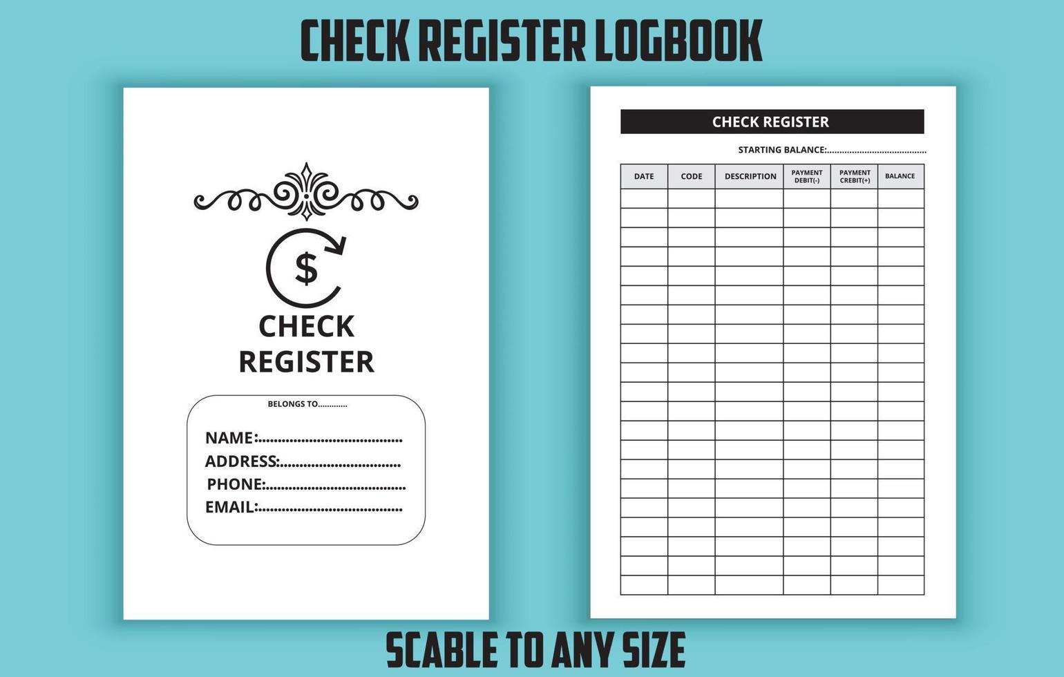 Check register logbook editable template 13783010 Vector Art at Vecteezy