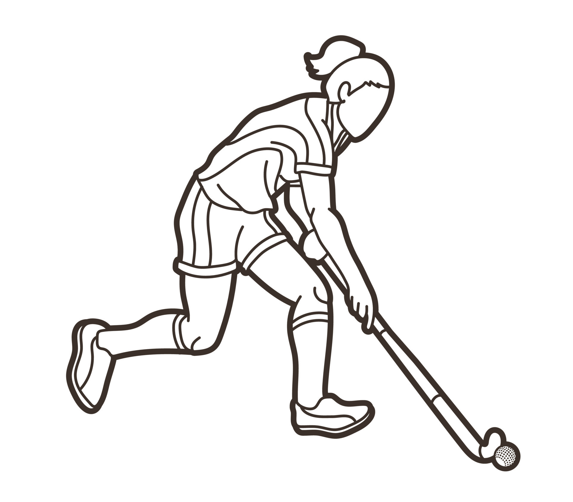 Outline Field Hockey Sport Female Player 13784379 Vector Art At Vecteezy