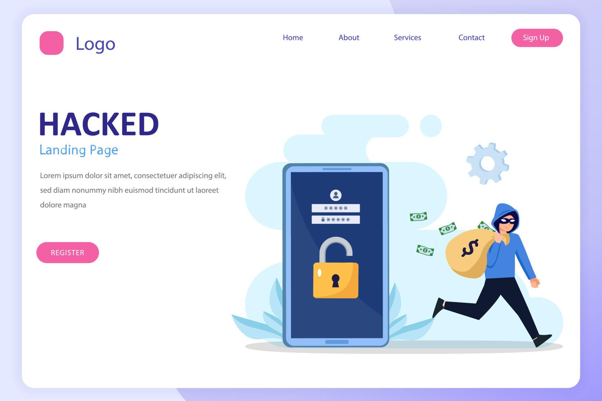 Concept Of Hacker Attack Personal Privacy Data Hacking And Stealing Email And Money Vector