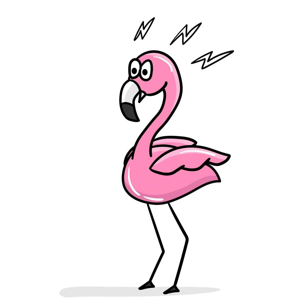 Cartoon Shocked Flamingo Flamingo Cute Pink Flamingo Cartoon Sticker Thick Outline Emotion
