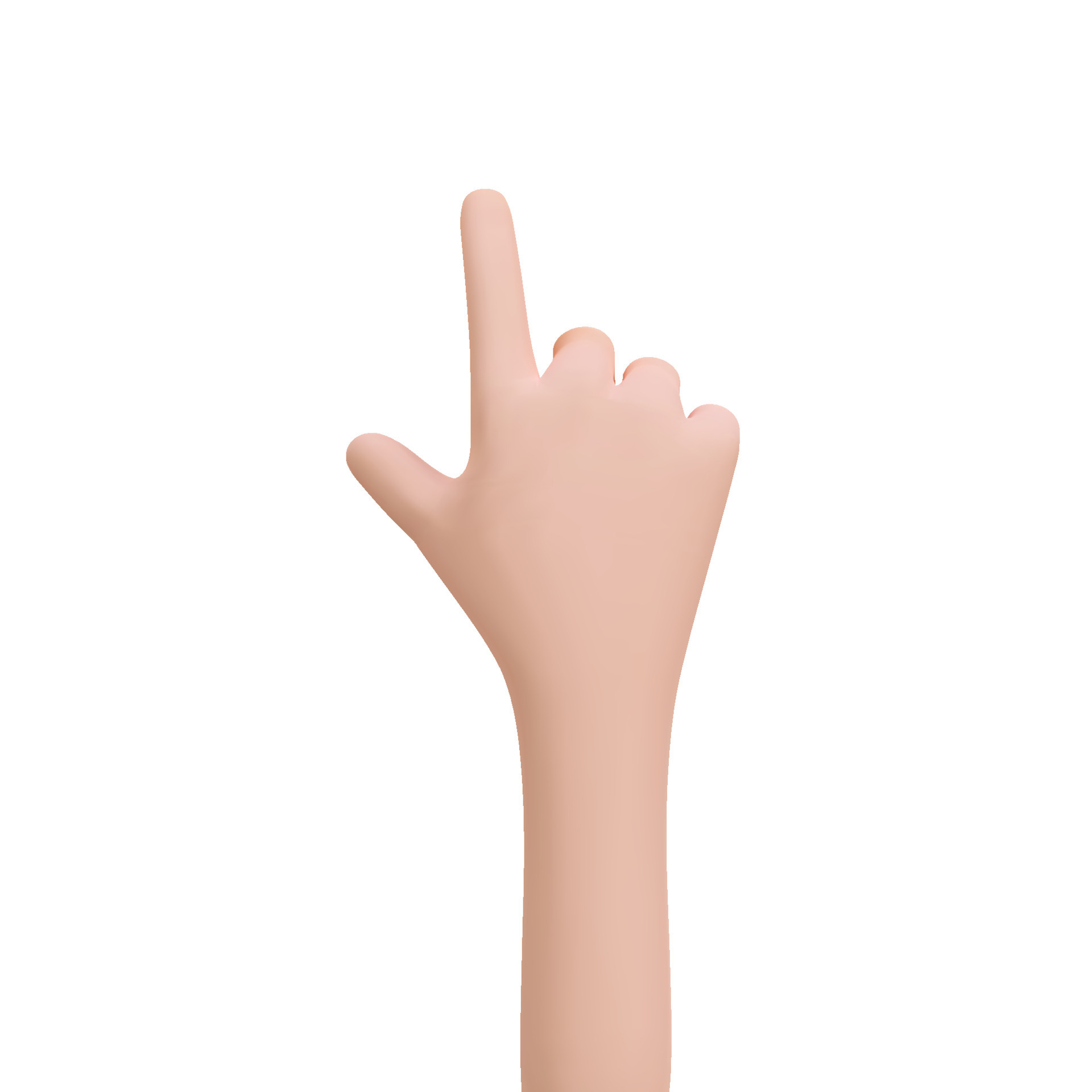 3D cartoon human hand with pointing up finger gesture. Touch or click ...