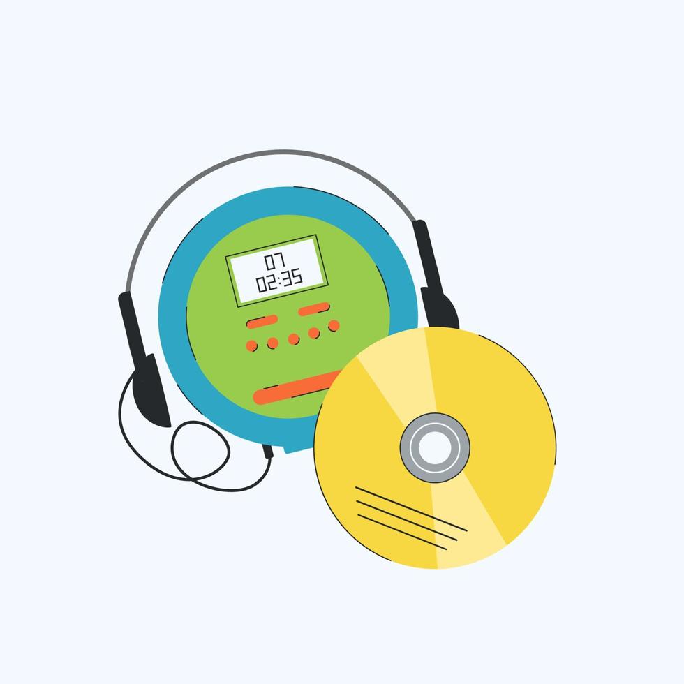 Vector Cd Player And Cd Disk In The 1990s Style Retro Music vector-cd-player-and-cd-disk-in-the-1990s-style-retro-music