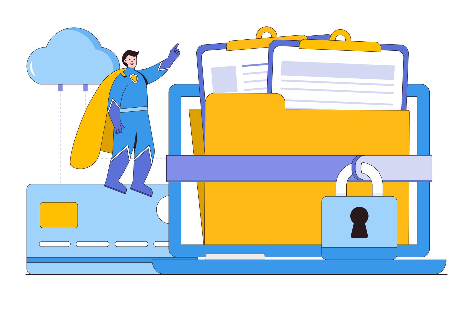Flat Global Personal Or Cyber Data Security Online Internet Security