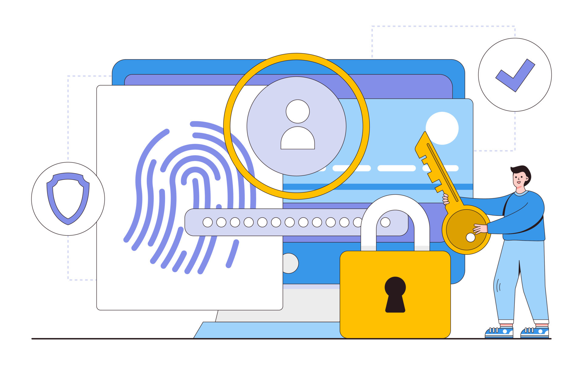 Flat Personal Data Protection Concept With People Characters Outline