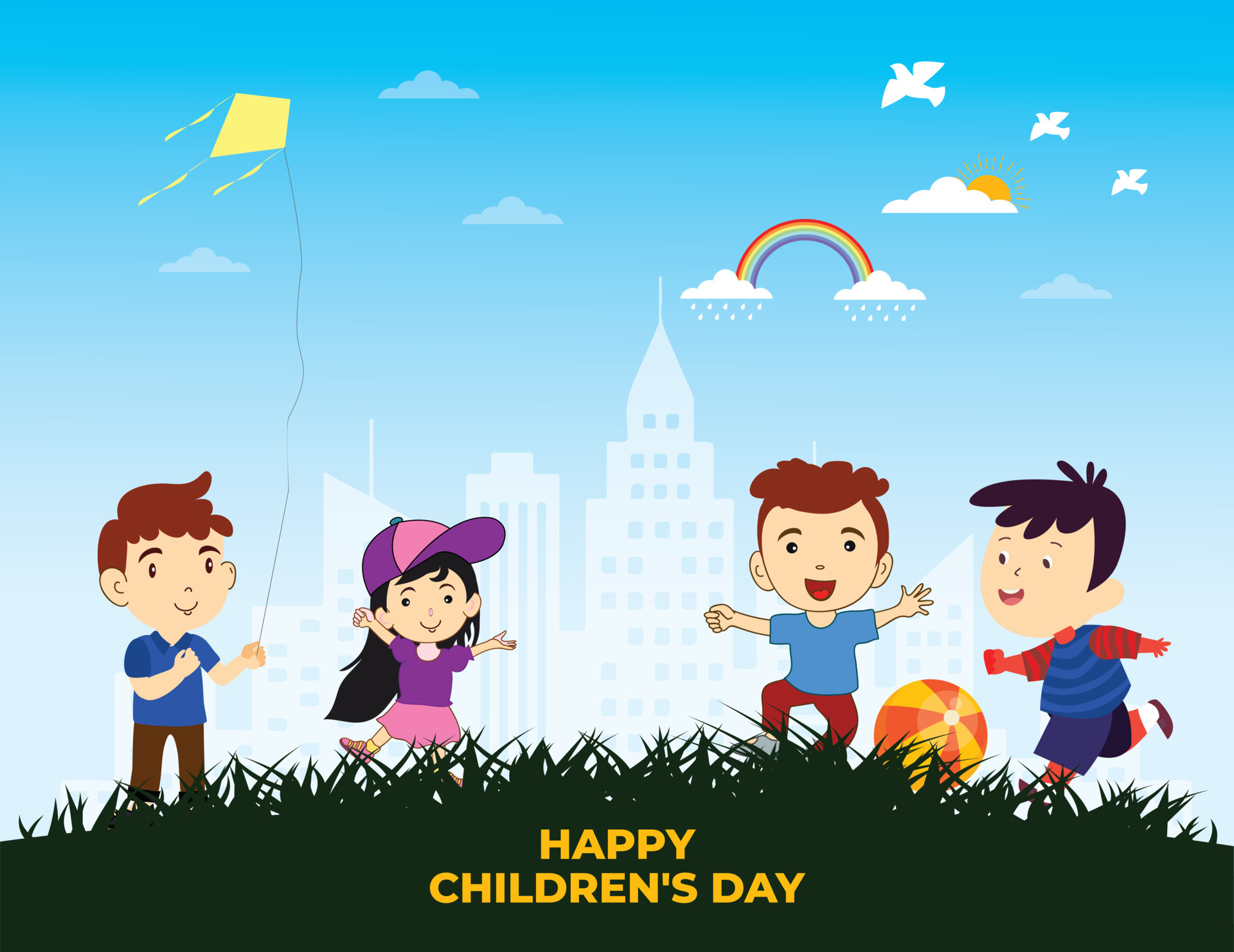 Happy Children's Day. November 14. Universal Children's Day Concept. Template for background ...