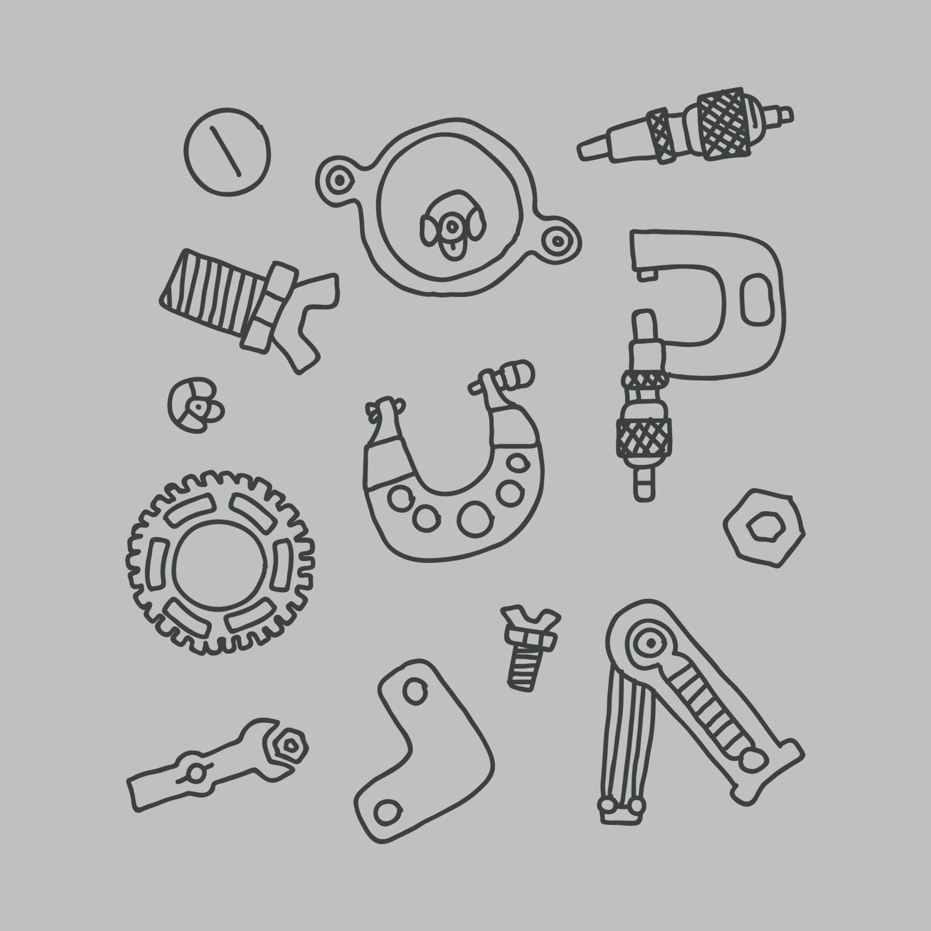 Doodled Engineer Elements 13794595 Vector Art at Vecteezy