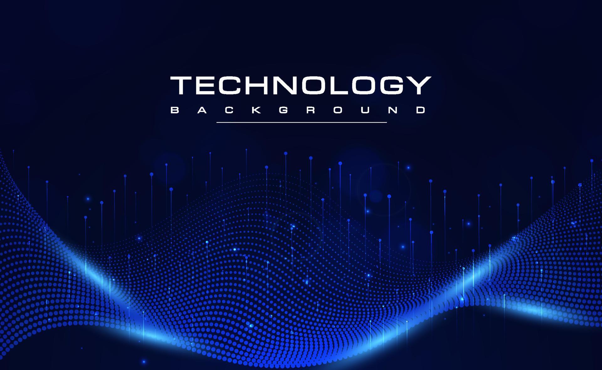 Digital Technology Blue Background Online Cyber Technology Algorithm Abstract Wave Circuit