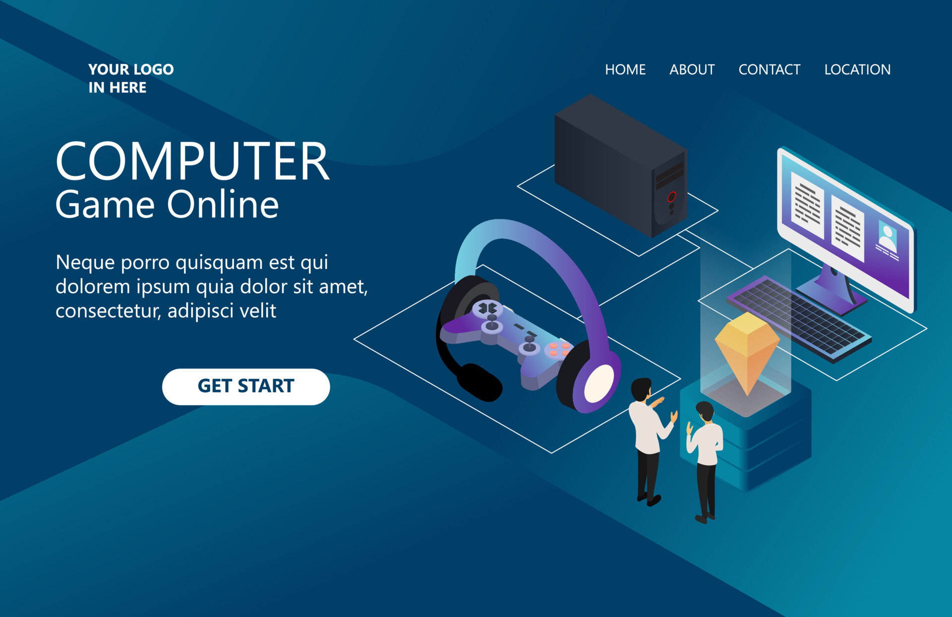 Illustration of online game developers working together Suitable for ...